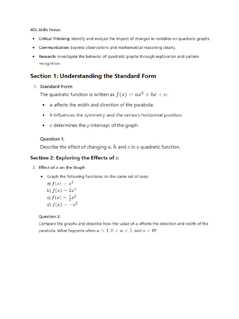 ATL Worksheet MYP 4 | PDF