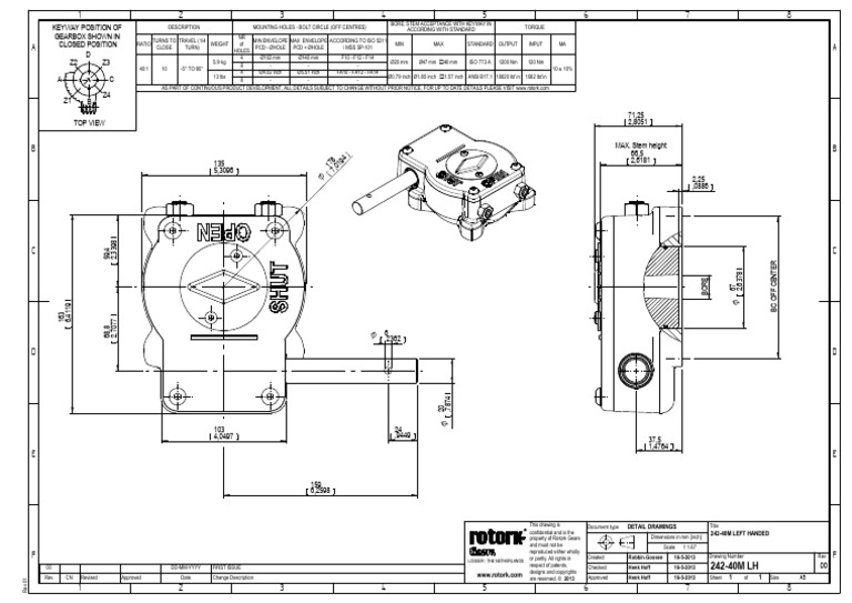 Rotork 242-40M Left Handed Gear Drawing | PDF