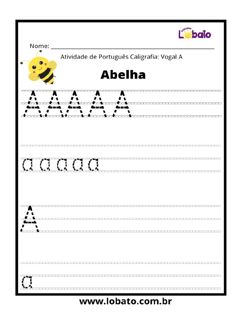 Atividade para Autismo de Portugues Vogal A 1 | PDF