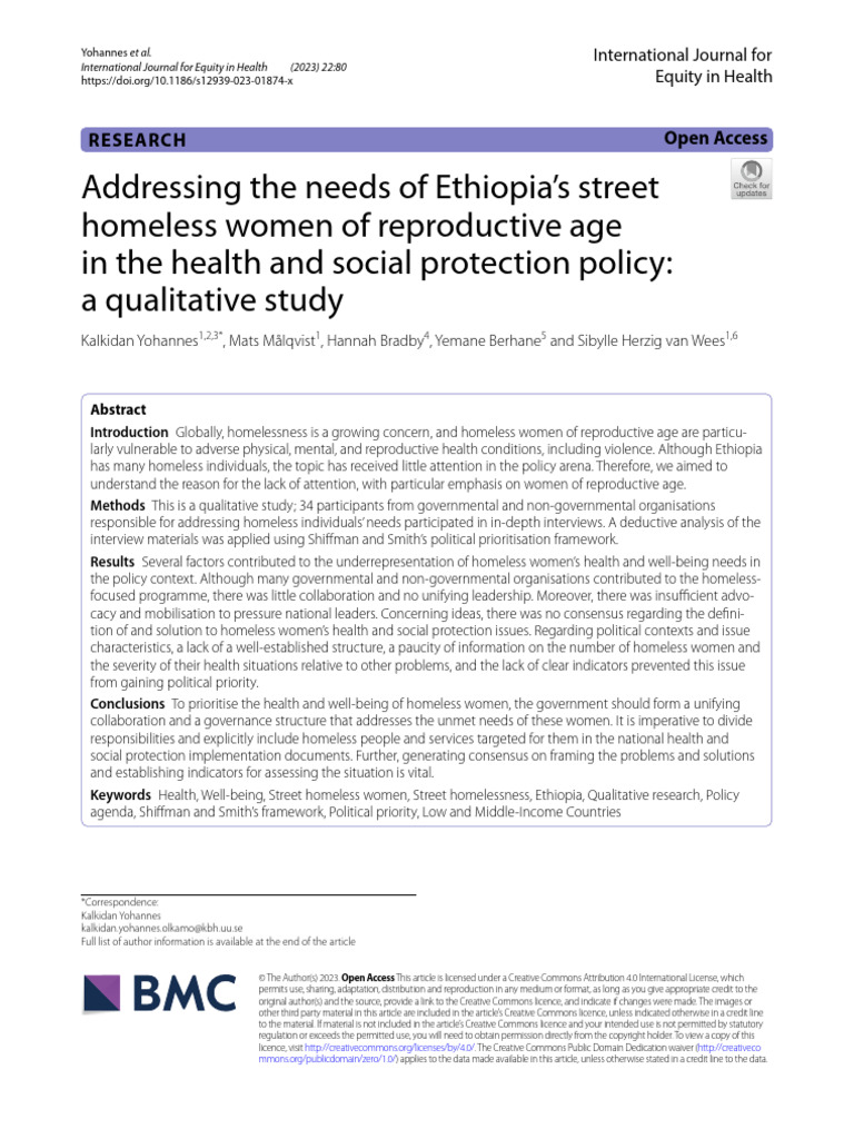 Addressing The Needs of Ethiopia's Street | PDF | Homelessness ...