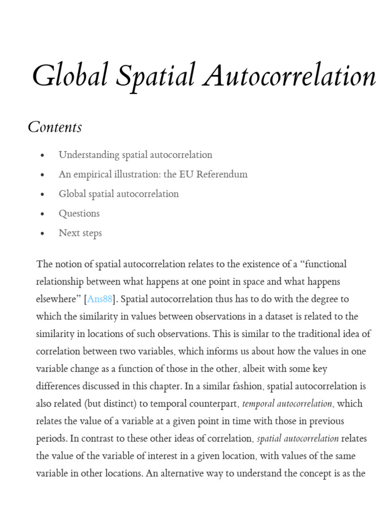 Global Spatial Autocorrelation | PDF | Spatial Analysis | Statistics