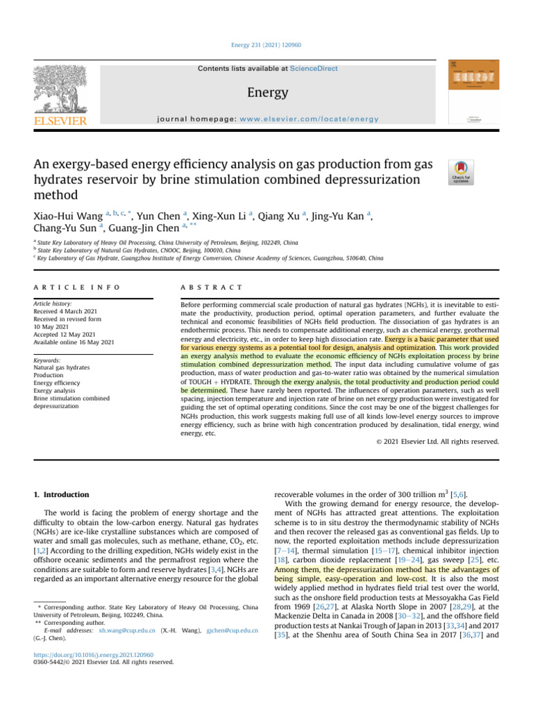 An Exergy-Based Energy Efficiency Analysis On Gas Production From Gas ...