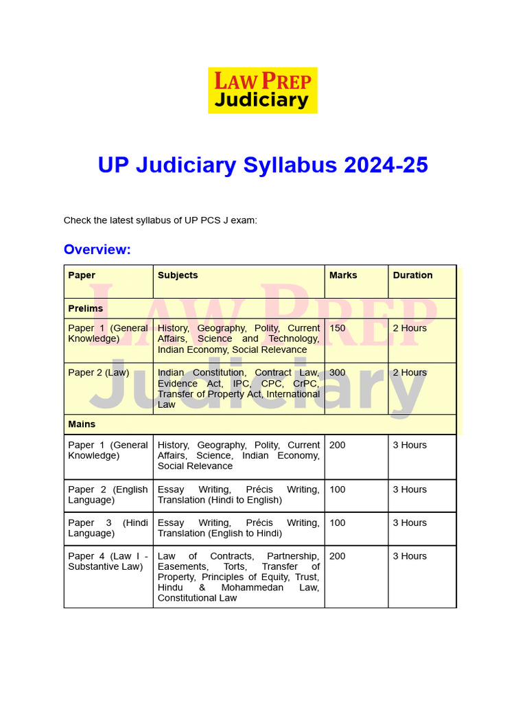 UP Judiciary Syllabus PDF | PDF | Common Law | Justice