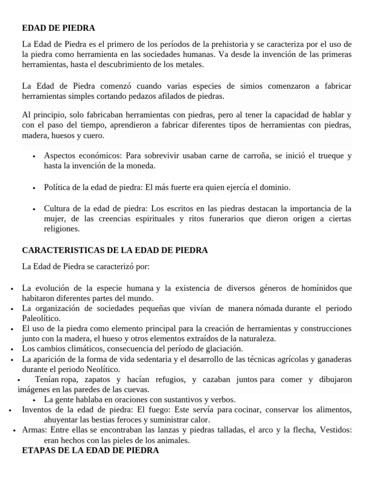 Herramientas y Evolución en la Edad de Piedra | PDF | Edad de Piedra ...