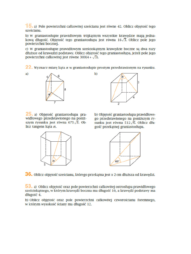 Stereometria - Zadania Powtórzeniowe | PDF