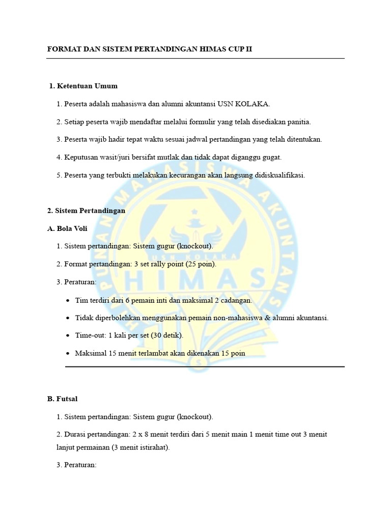 Format Pertandingan HIMAS CUP II 2023 | PDF