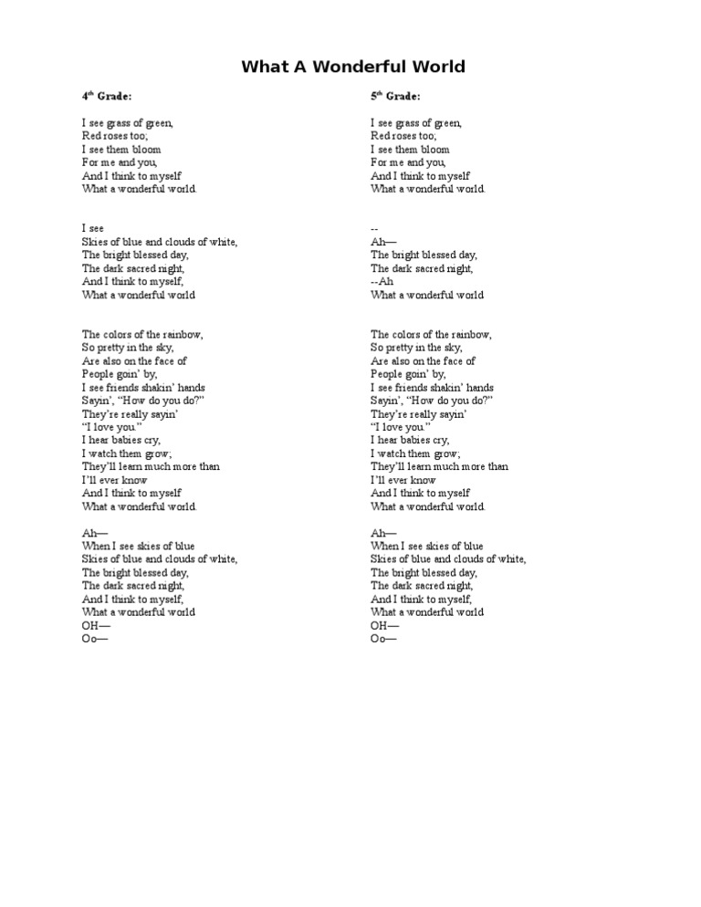 What a Wonderful World Poem Analysis | PDF