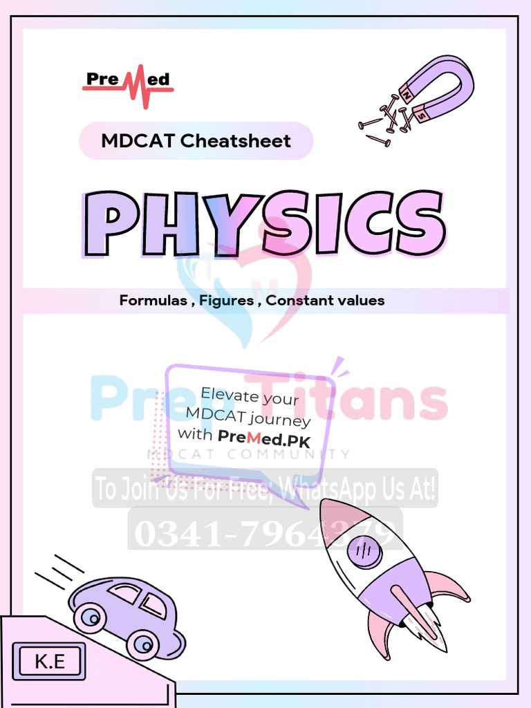 MDCAT Physics Cheatsheet & Formulas | PDF | Force | Waves