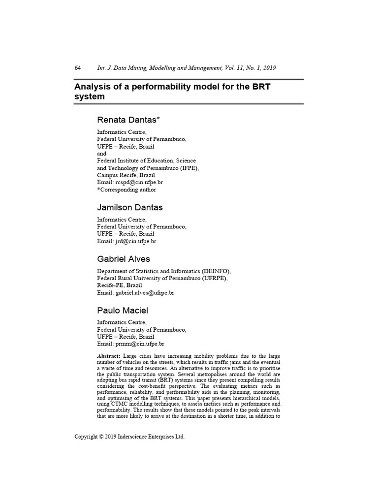 (2019) (01) - Analysis of A Performability Model For The BRT System ...