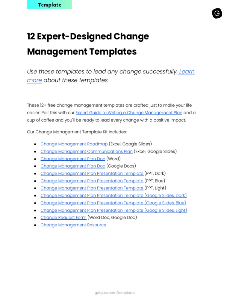 6643cd579df26c55e3364ebe - Change Management Templates | PDF
