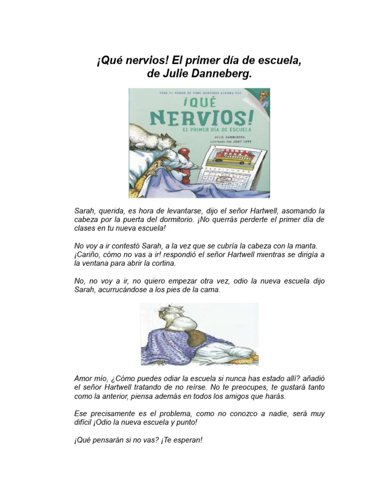 Nervios del Primer Día en la Escuela | PDF