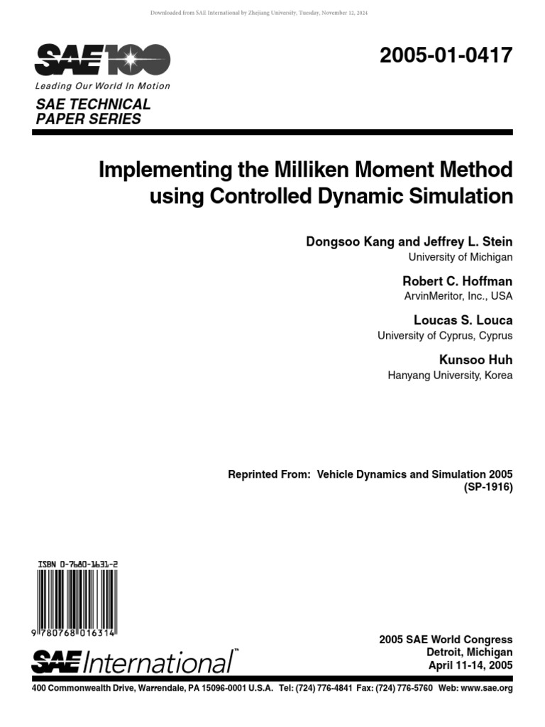 Implementing The Milliken Moment Method Using Controlled Dynamic Simulation | PDF | Control ...
