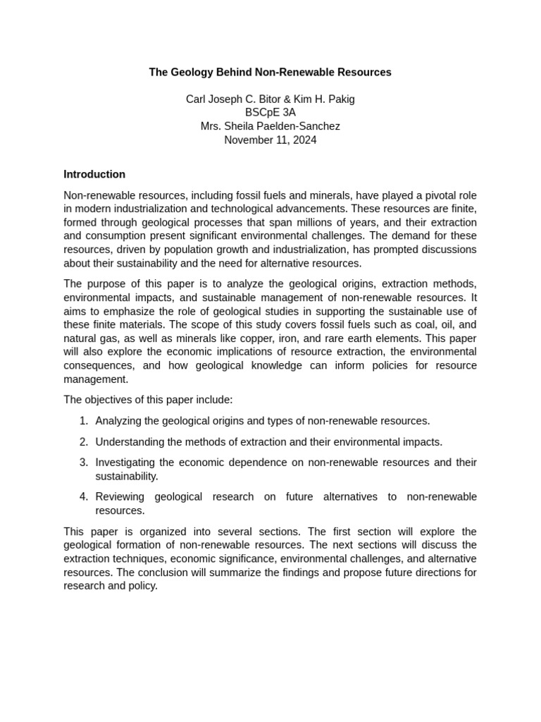 Geology of Non-Renewable Resources | PDF | Mining | Renewable Energy