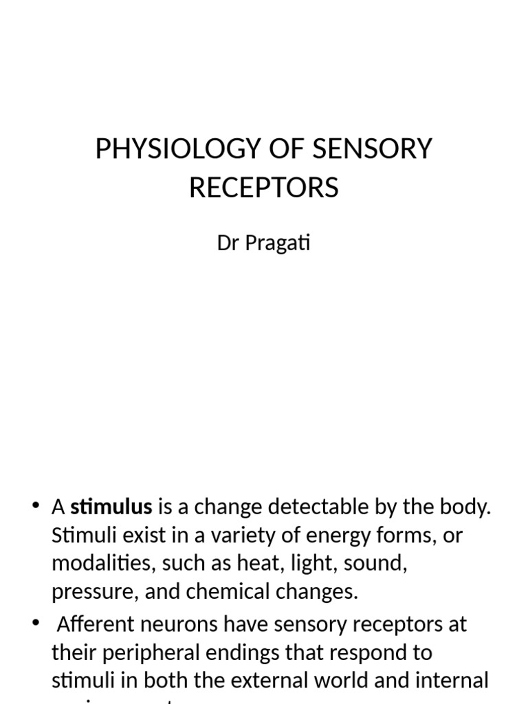 Sensory Receptors and Their Functions | PDF | Stimulus (Physiology ...
