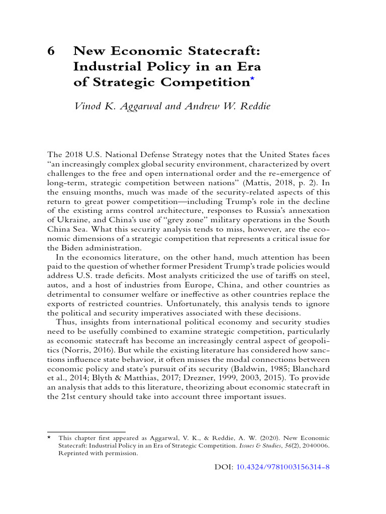 Economic Statecraft in Strategic Competition | PDF | Foreign Direct ...