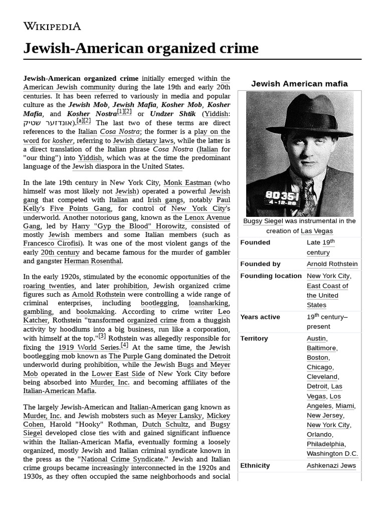 Jewish-American Organized Crime History | PDF | American Mafia | Secret ...