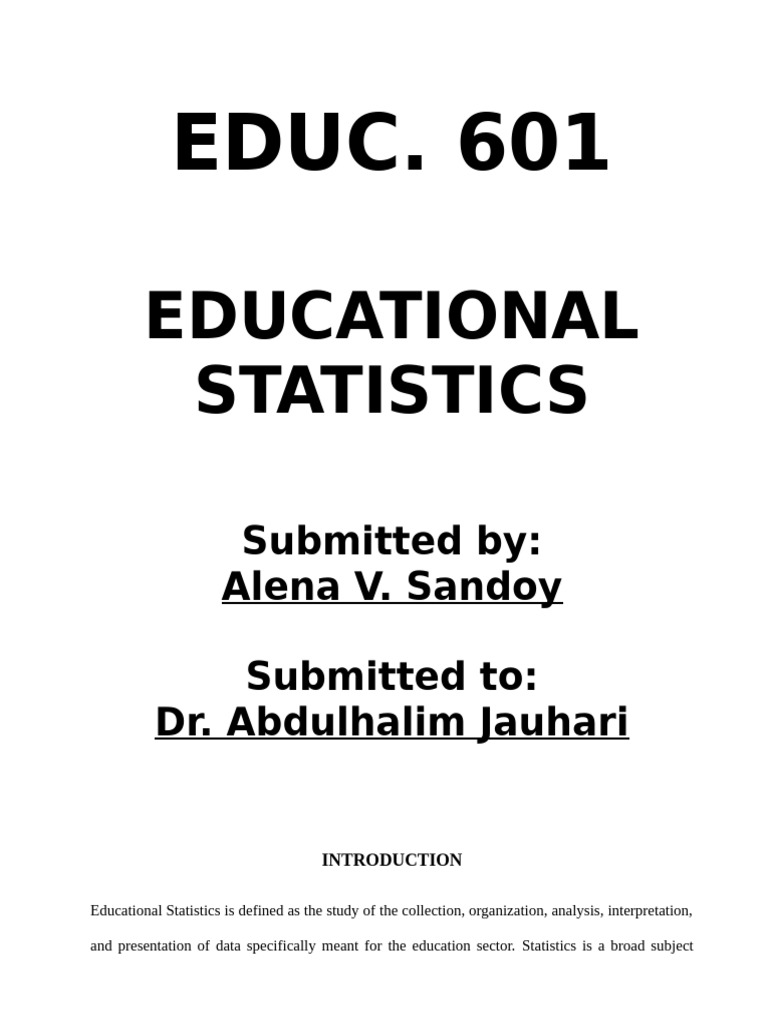 Educ 601 Educational Statistics | PDF | Statistics | Statistical ...