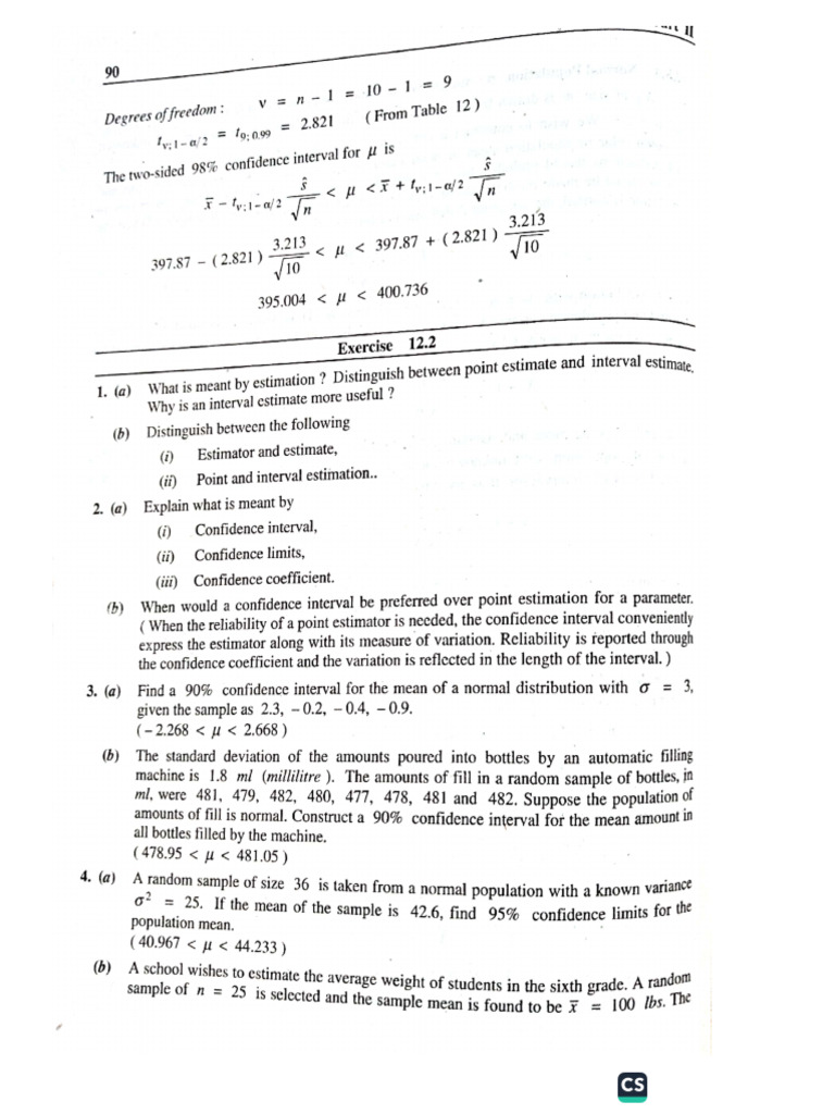 Estimation Interval Exercise | PDF