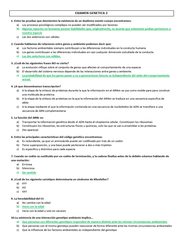 Examen Genetica 2 | PDF | Rna | Ribosoma