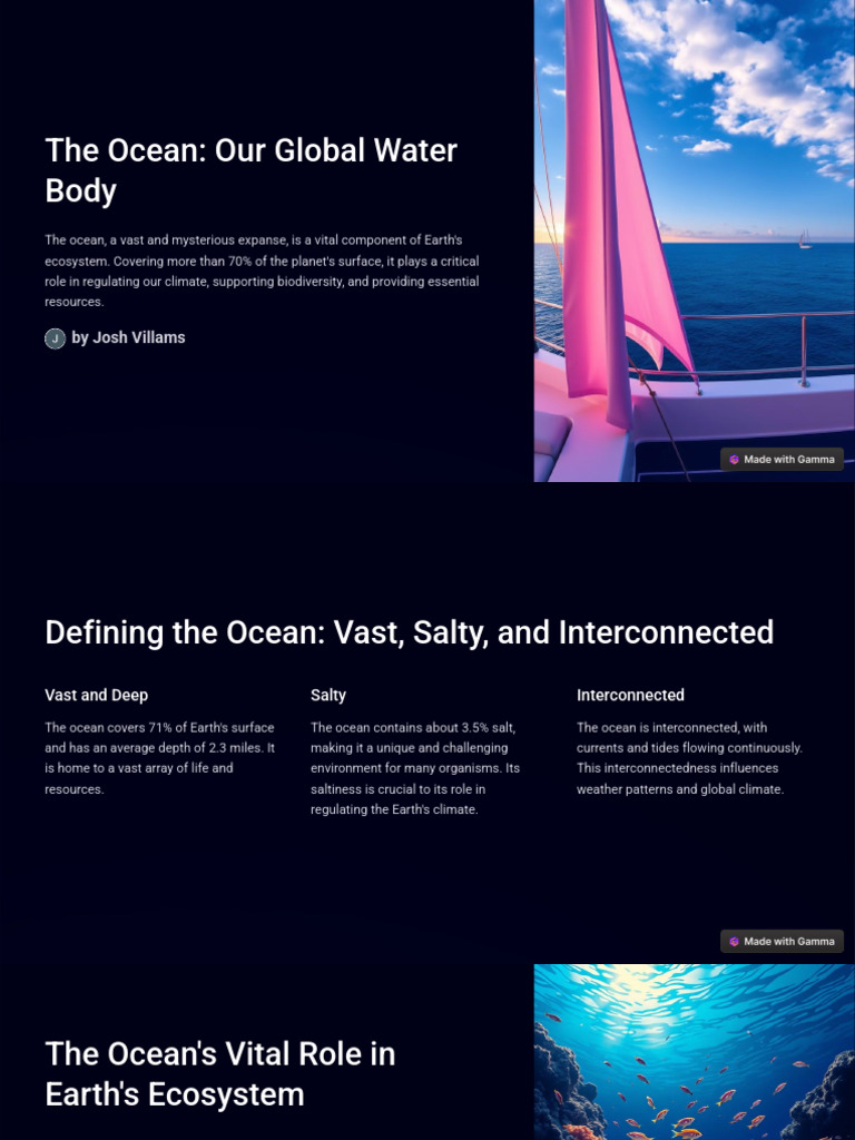 The Ocean Our Global Water Body | PDF | Oceans | Sea