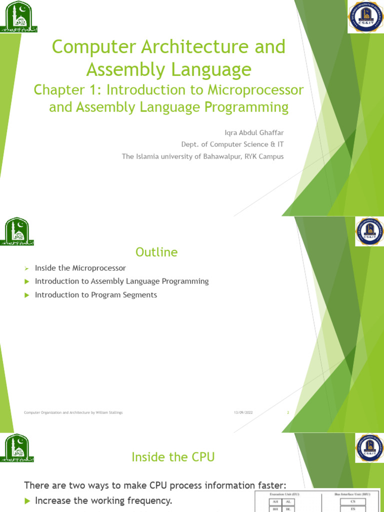 Chapter 1 Introduction To Assembly Language Programming | PDF | Assembly Language | Central ...