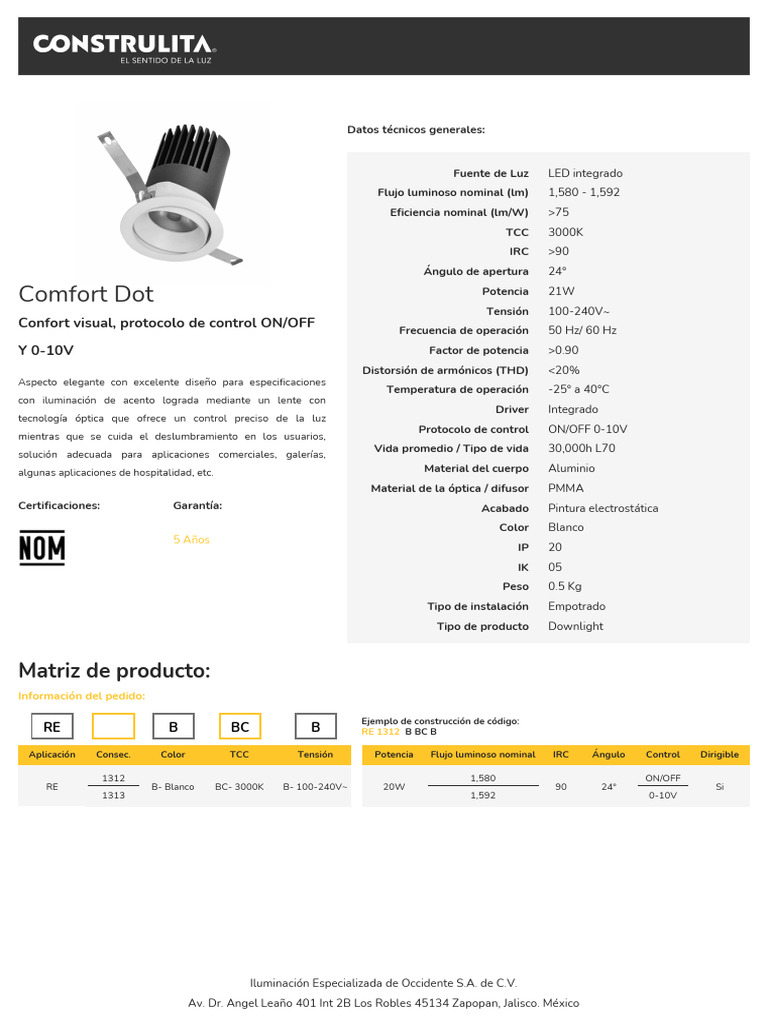 Familia Comfort Dot | PDF | Metrología | Electrónica