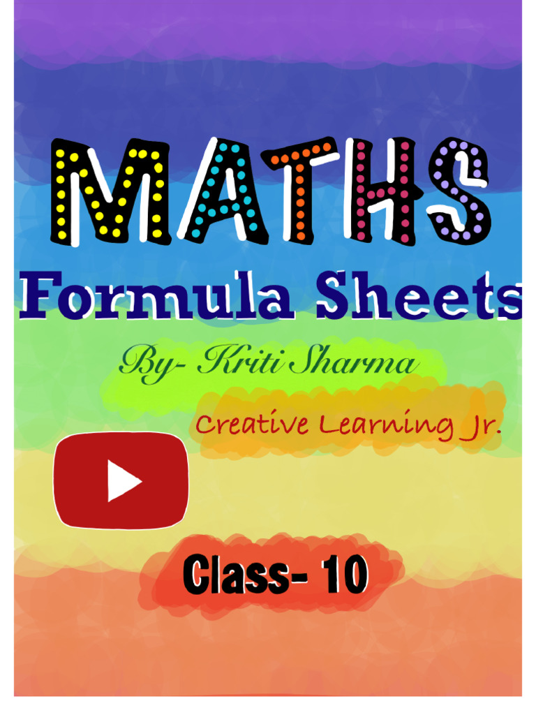 Maths Formula Sheet | PDF