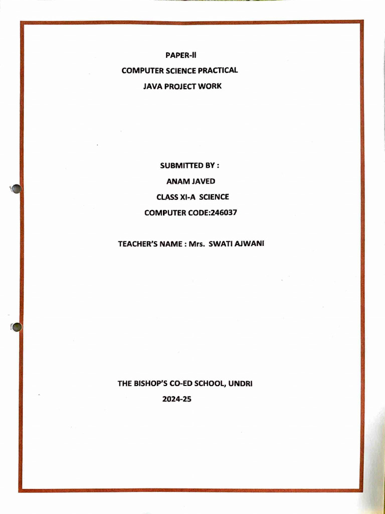 Computer Science Project | PDF