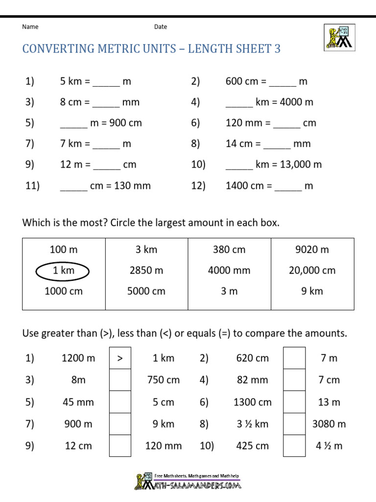 Converting Metric Units Length 3 | PDF