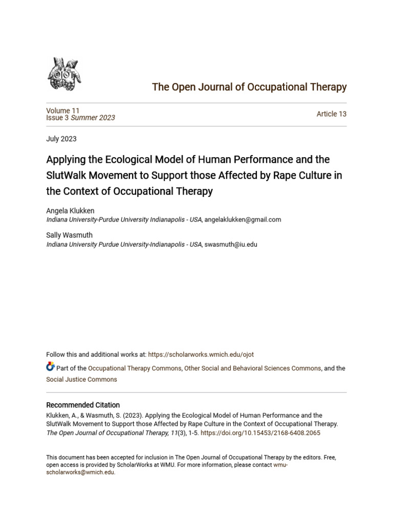 Supporting Clients Using The Slutwalk and Ehp | PDF | Rape ...