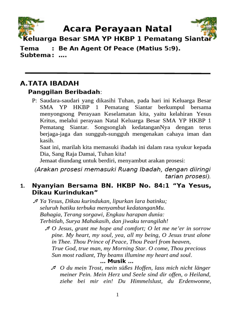 Acara Perayaan Natal SMA YP HKBP 1 PS 2024 | PDF