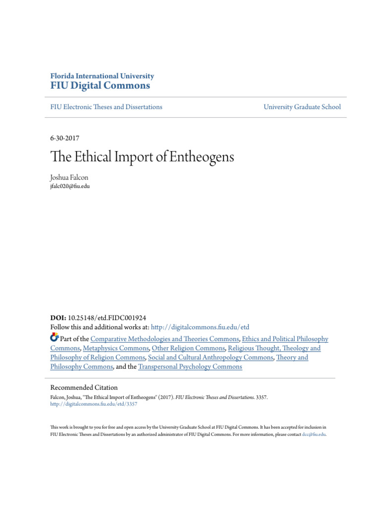 Ethical Implications of Entheogens | PDF | Psychedelic Drugs | Hallucinogen