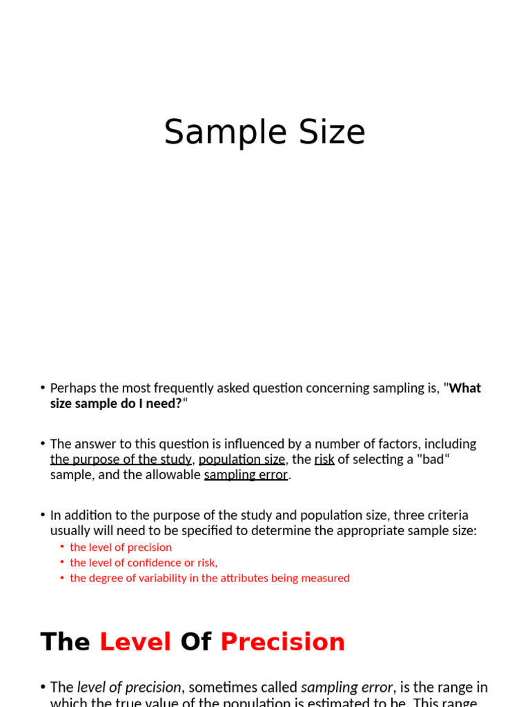 Sample Size | PDF | Sampling (Statistics) | Sample Size Determination