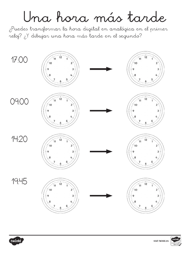 Una Hora Mas Tarde Ficha de Actividad | PDF