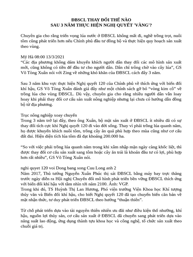 DBSCL SAU 3 NAM NQ VANG | PDF