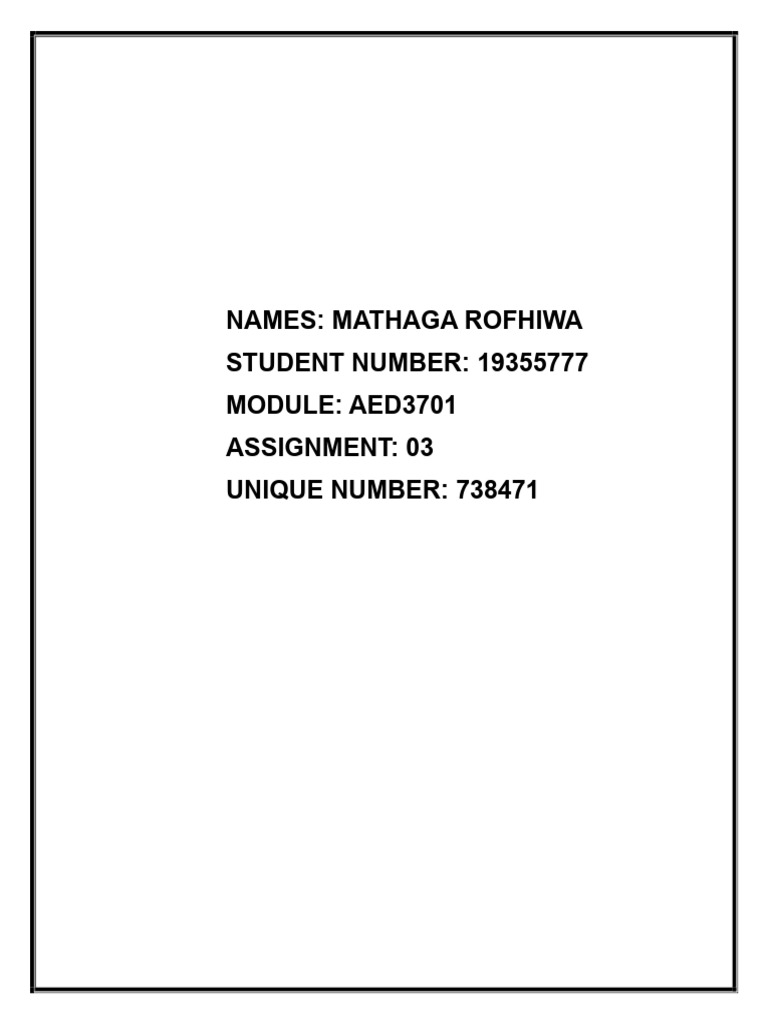 Rofhiwa Mathaga - 18193602 - 0 | PDF | Educational Assessment ...