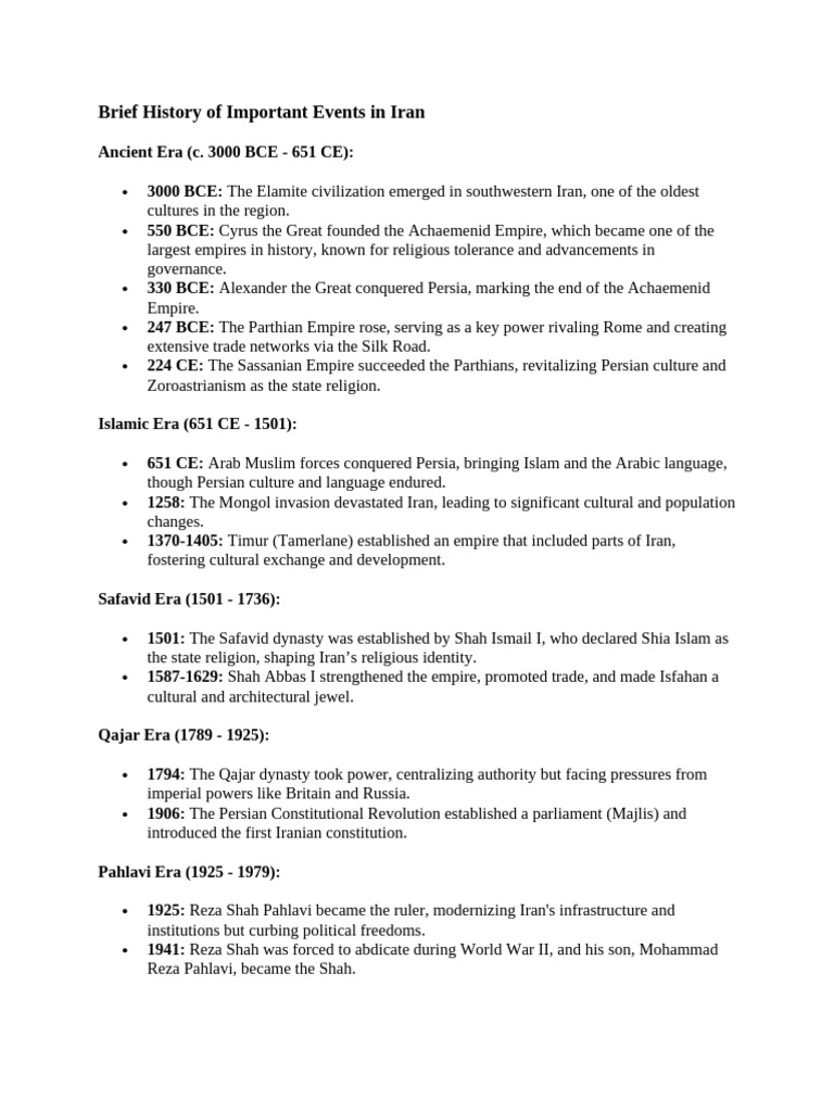 Key Events in Iran's History | PDF | Iran | Iranian Revolution