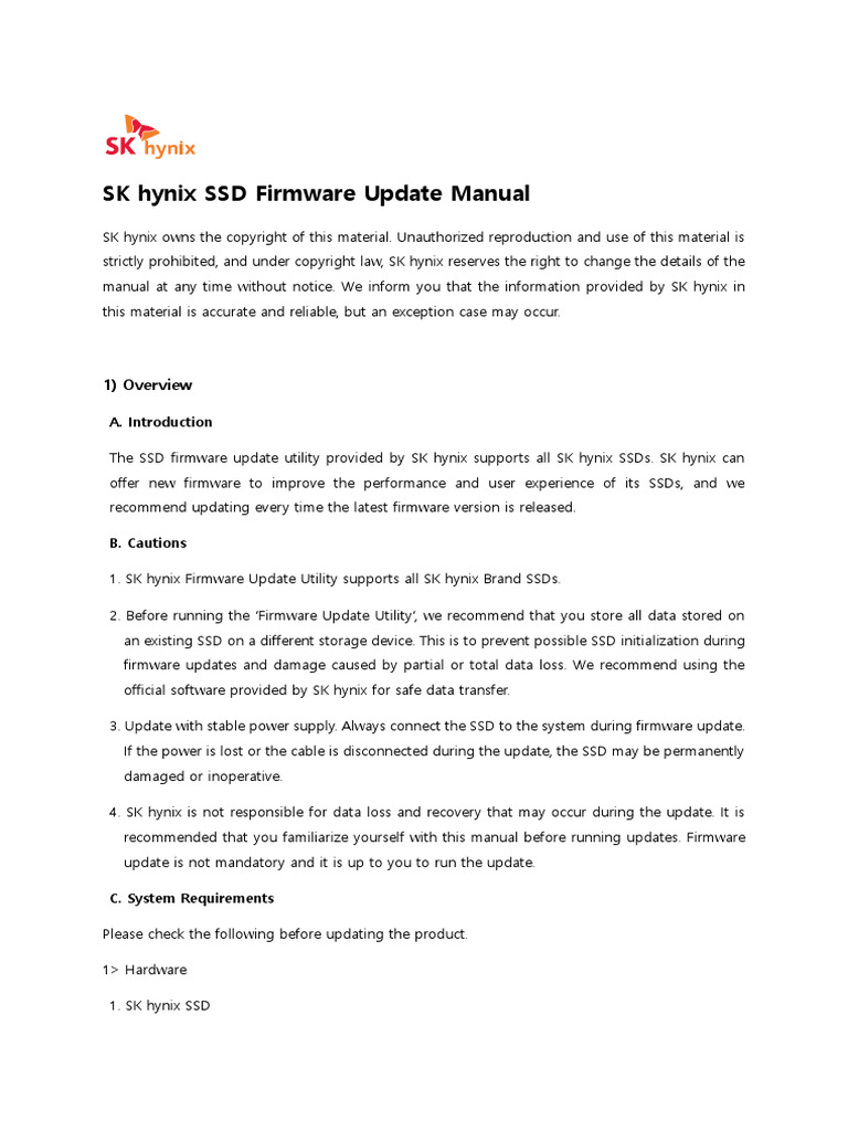 SKhynix Firmware Update Utility Manual en Final | PDF | License | Derivative Work