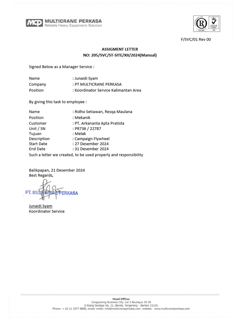 SPK Ridho, Resqa - Campaign Flywheel PR736 SN 22787 PT. Arkananta Apta Pratista | PDF