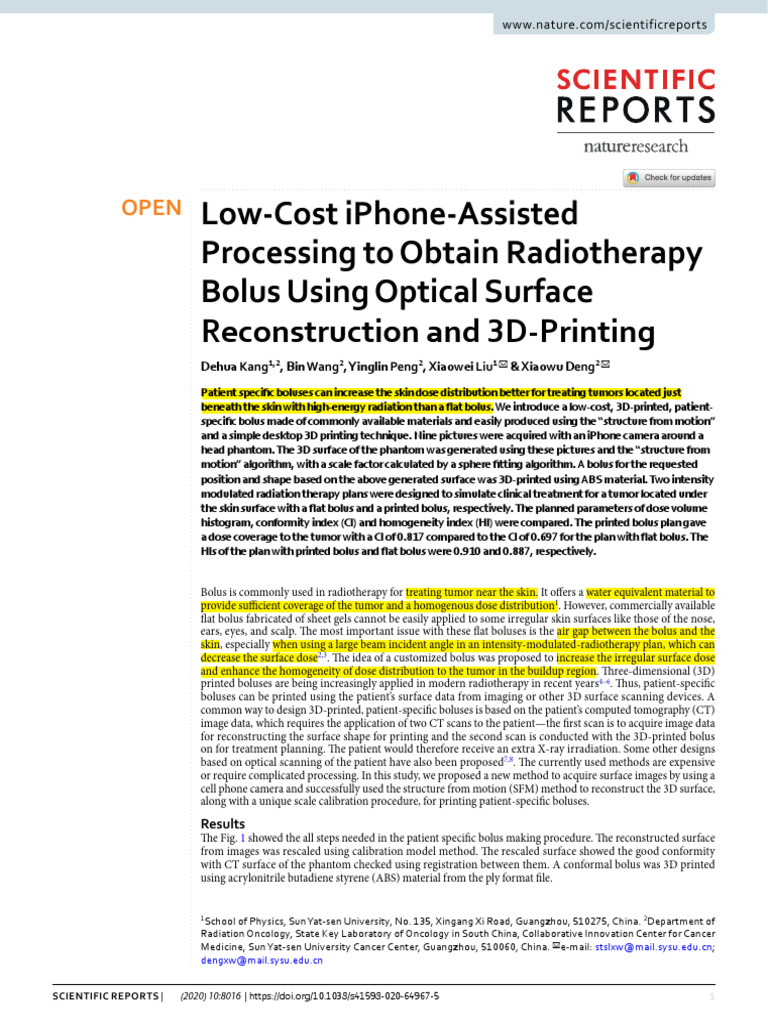 Low-Cost iPhone-Assisted Processing To Obtain Radiotherapy Bolus Using ...