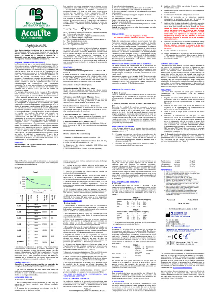 Triyodotironina Libre fT3 - CLIA | PDF | Enzima | Anticuerpo