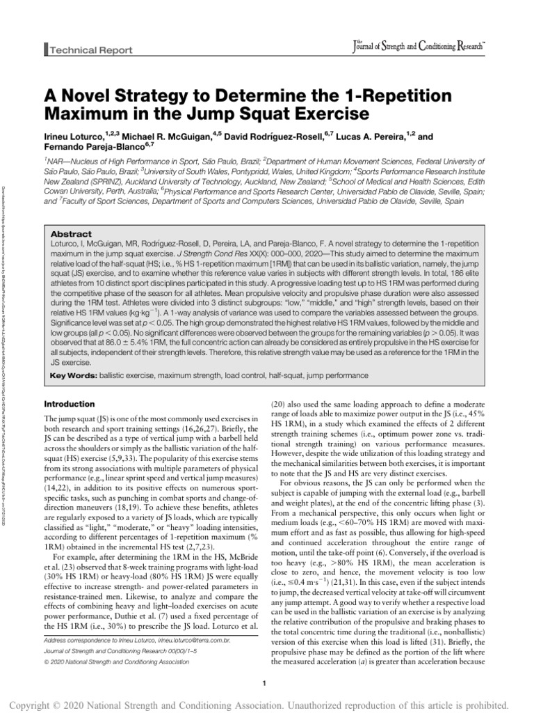 A Novel Strategy To Determine The 1-Repetition Maximum in The Jump ...