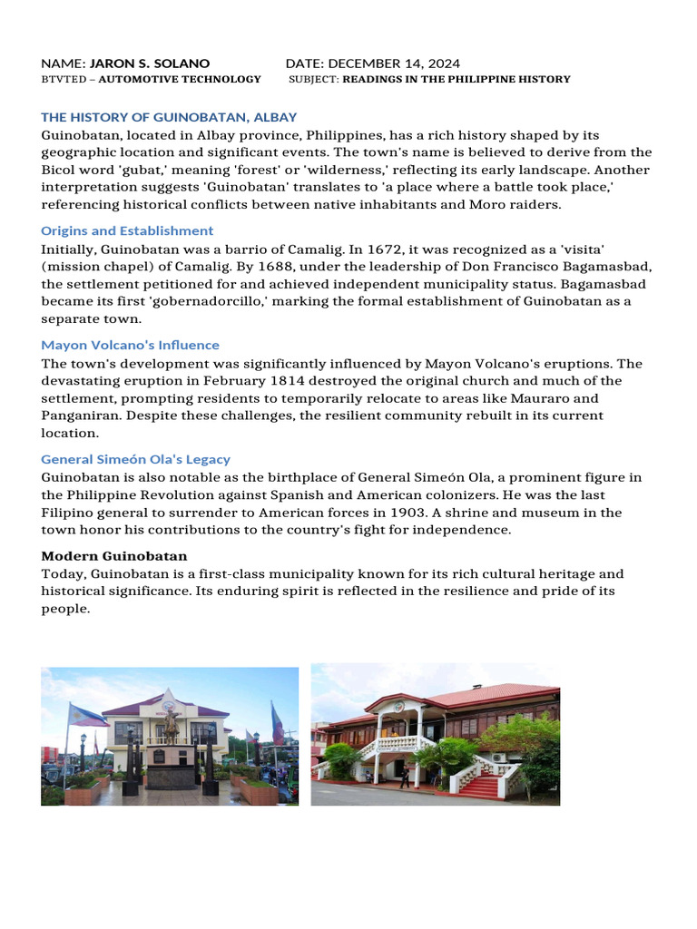 History of Guinobatan Albay | PDF | Philippines