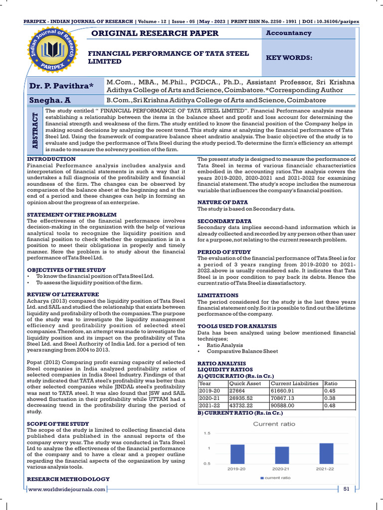 Financial Performance of Tata Steel Limited May 2023 9190813064 6504440 ...