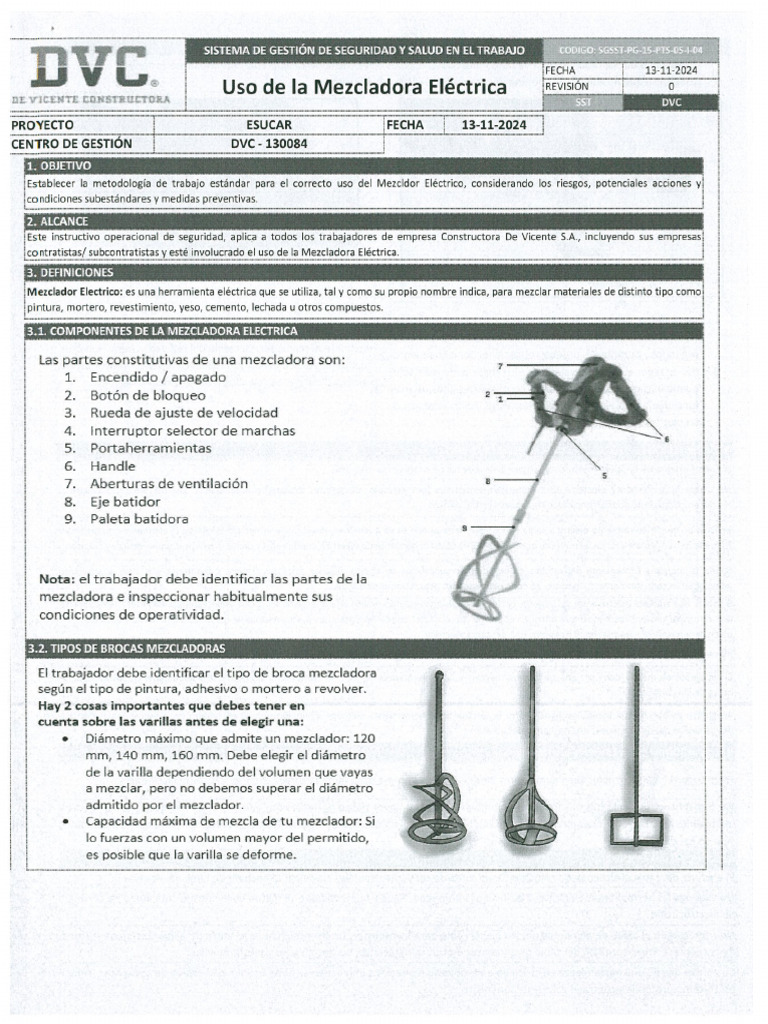 Instructivo N°4 - Uso de Mezclador Electrico | PDF | Enchufes y tomas de corriente alterna | Cambiar