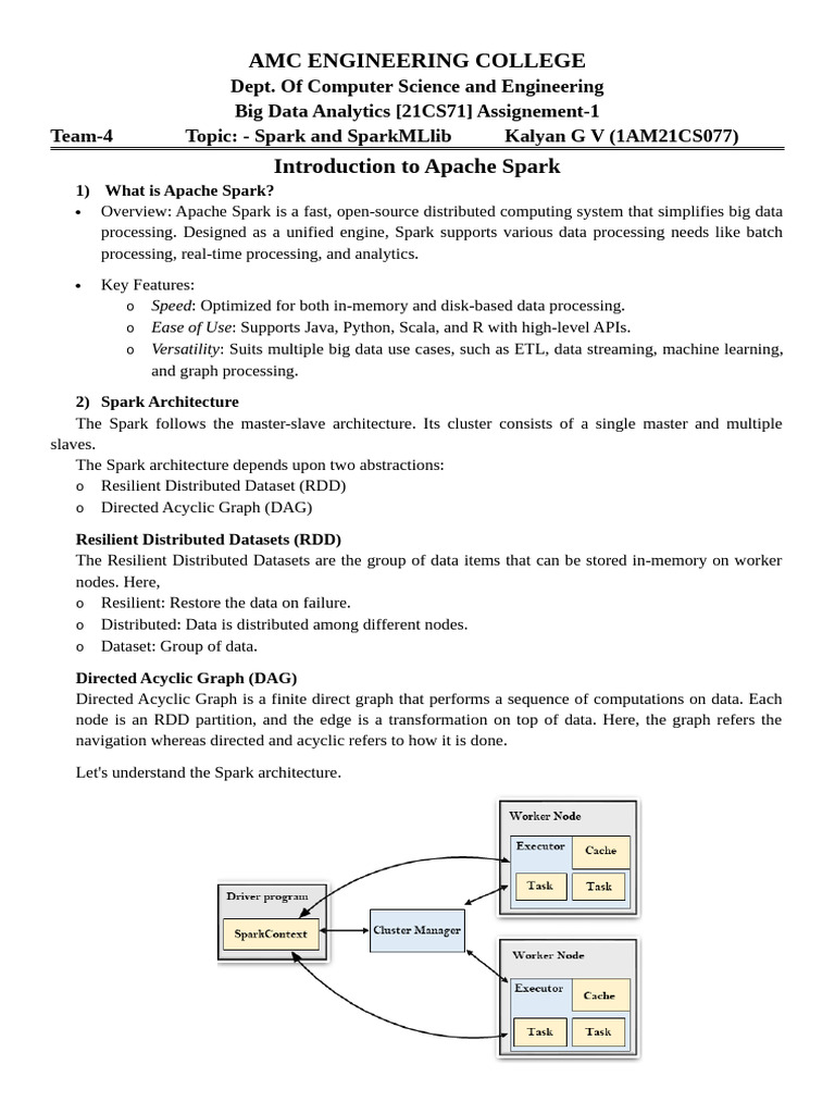 Spark & SparkMLLib | PDF | Apache Spark | Computer Cluster Spark & SparkMLLib | PDF | Apache Spark | Computer Cluster