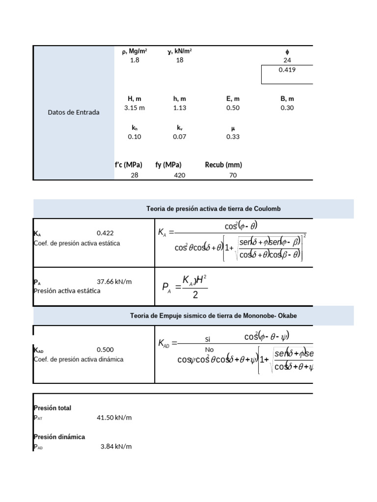 Diseño de Muros de Contención y Cálculos Estructurales | PDF ...