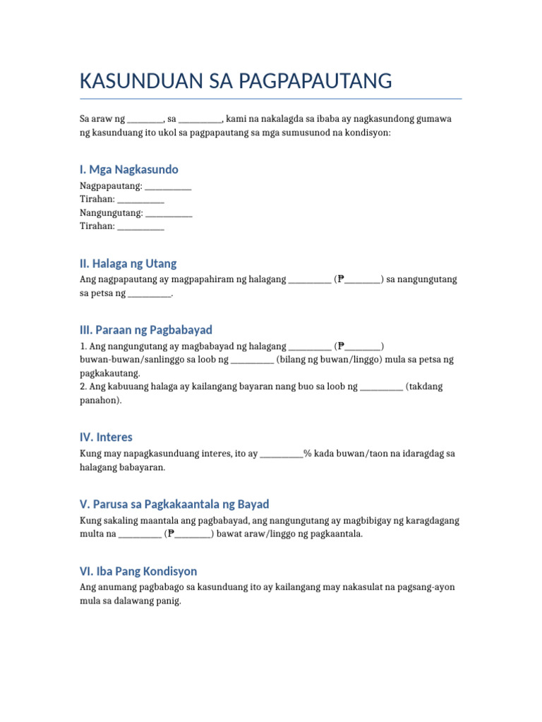 Kasunduan Sa Pagpapautang | PDF