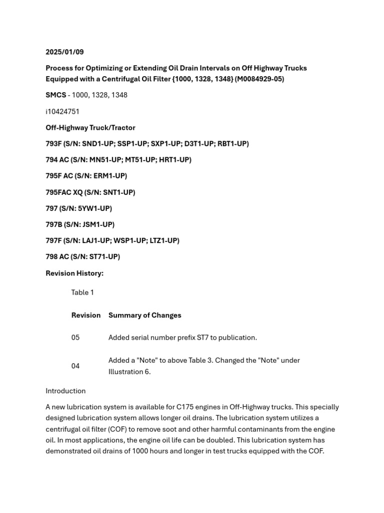 Process For Optimizing or Extending Oil Drain Intervals On Off Highway ...