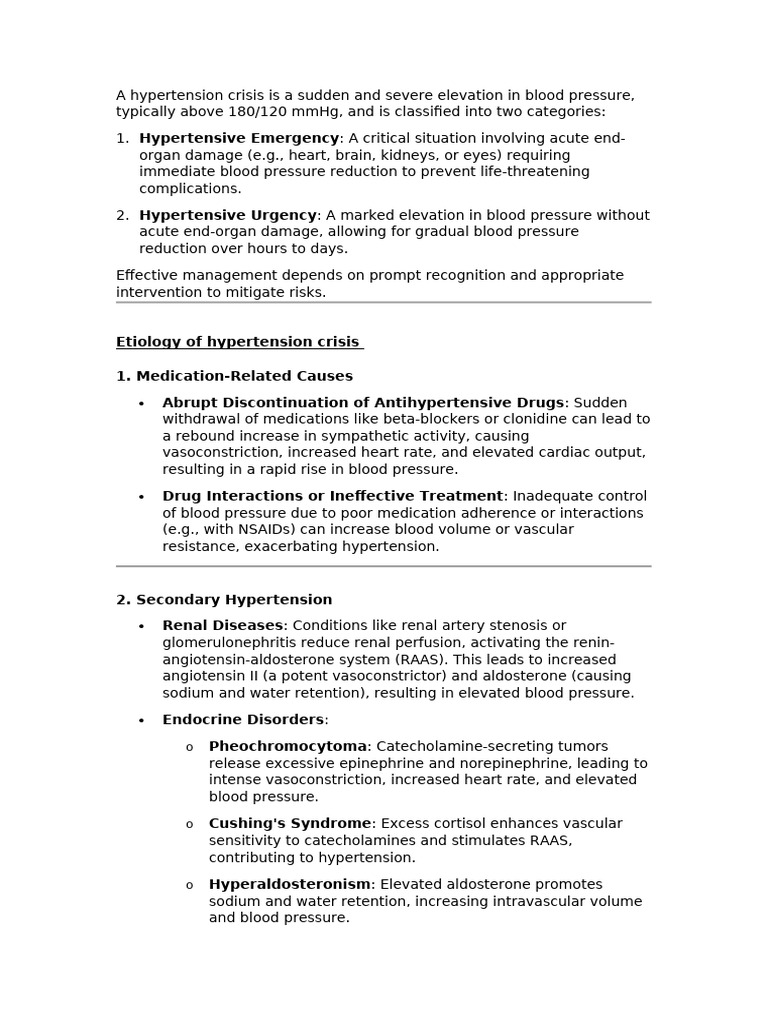 A Hypertension Crisis Is A Sudden and Severe Elevation in Blood ...